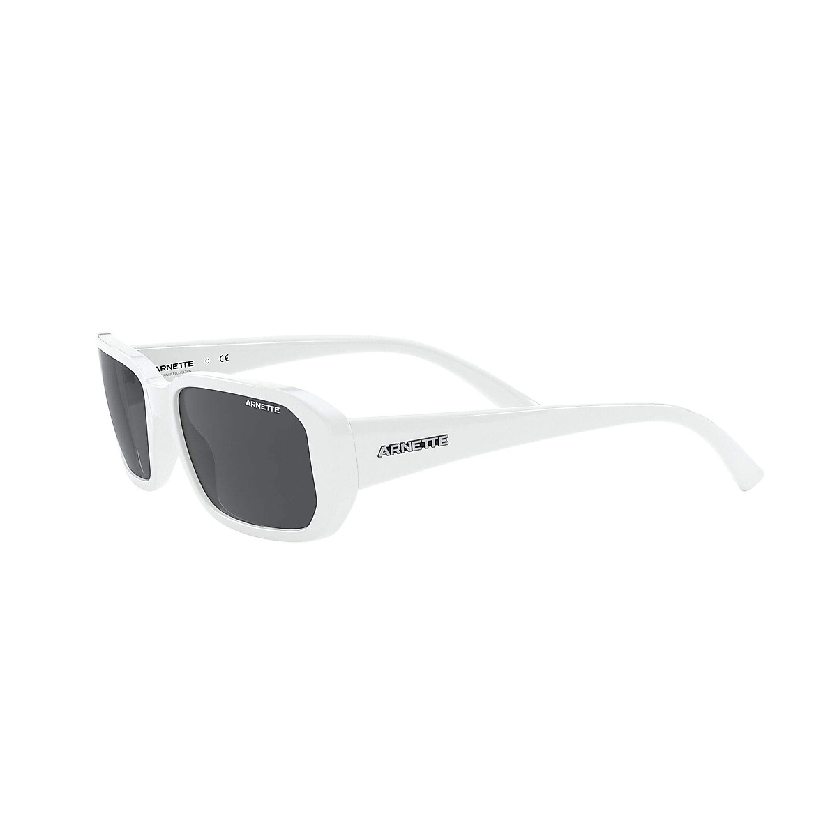 ARNETTE Man Sunglasses Shiny White Frame, Dark Grey Lenses, 55MM