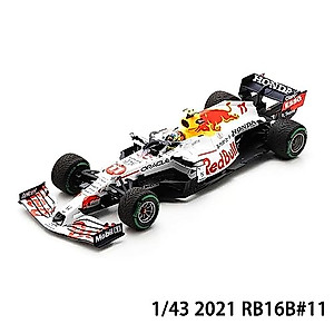 HNW 1:43 Racing F1 2021 RB16B NO.#33 Max Verstappen or NO.#11 Sergio Perez Die-Cast Vehicles Collectible Racing Model Car (RB16B 11# White W/Helmet)