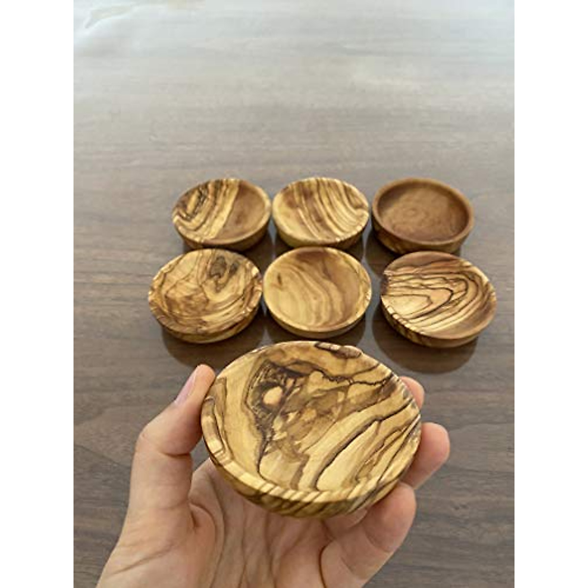 Tubibu Olive Wood Mini Bowls Set of 6 Handmade Bowls, Handcrafted Wooden Mini Bowls