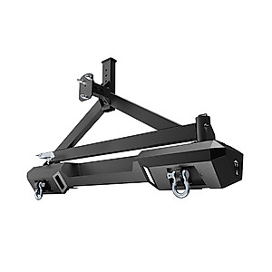 APS Black Textured Rock Crawler Rear Bumper with Tire Carrier & 2X D-Ring for 2007-2018 Wrangler JK