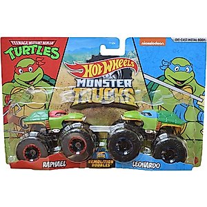 Hot Wheels Monster Trucks Raphael Vs Leonardo, Demolition Double 1:64 Scale