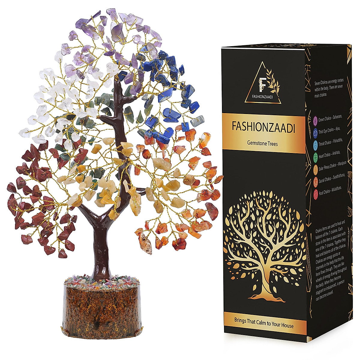 7 Chakra Tree of Life - Crystal Tree - Crystal Tree for Positive Energy - Gemstones and Crystals - Feng Shui Tree - Gem Tree Stones - Crystal Gifts - Home Decor - Chakra Decor - Spiritual Gifts