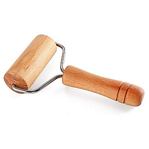 1 Piece 9.5cm Wide Wood Pastry Pizza Roller Wooden Brayer Wooden Rolling Pins Wood Dough Roller 5D Diamond-Paint Art Tool Wooden Roller for Baking or Ceramic Pottery Clay Working