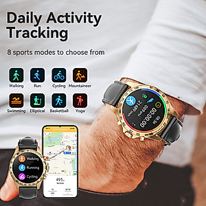 Smart Watches for Men Women,Activing Fitness Tracker with Blood Oxygen Saturation&Heart Rate Monitor,1.28 inch Full Touch Screen,IP68 Waterproof Smart Watch for Android iOS Phones (Gold)
