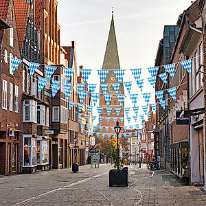 Ahfulife 39 Feet Oktoberfest Flag Banner for Oktoberfest Decorations, 1 pack Oktoberfest Bavarian Pennant Banner with 30pcs Flags for German Oktoberfest Themed Party Decorations(39 feet, 7.8"x11")