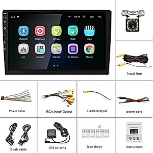 (2G+16G)BAJKQKAI Android 11 Car Stereo Double Din 10.1 Inch Touch Screen Car Radio in Dash GPS Navigation Bluetooth FM Radio with Dual USB WiFi Mirror Link for iOS/Android Phones +12 LED Backup Camera