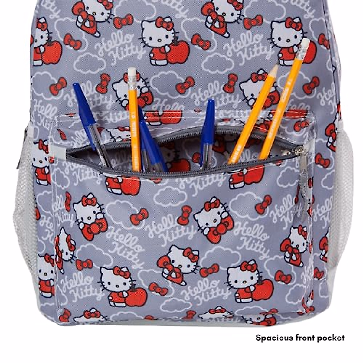 Fast Forward Hello Kitty Backpack for Girls, 16 inch, Red and Grey