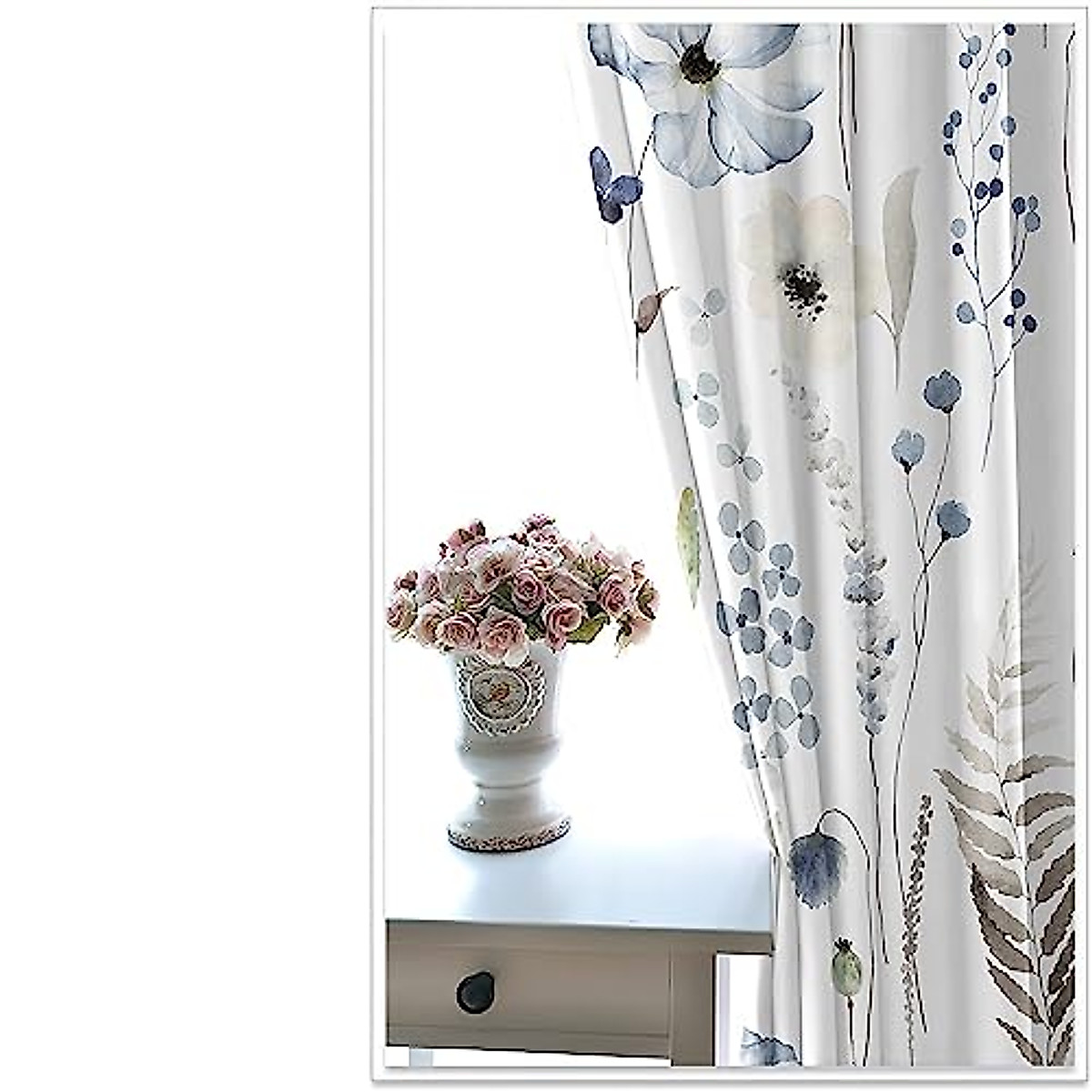 Blackout Curtains 84 inch Length 2 Panels Set Floral Artistic Drapes Leah Beige Poppy Flowers Light Blocking Thermal Black Liner Sound Proof Curtains for Bedroom Living Room, 42 x 84 inches