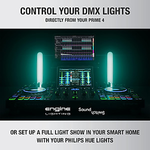 Denon DJ PRIME 4 - 4 Deck Standalone Smart DJ Console / Serato DJ Controller with Built In 4 Channel Digital Mixer and 10-Inch Touchscreen