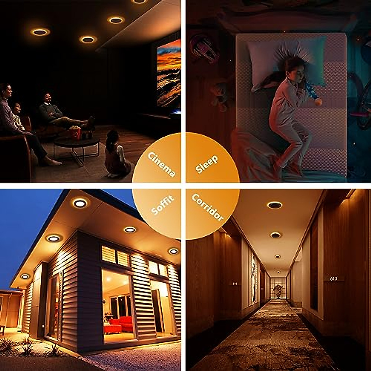 CycevSun 12 Pack Bronze Recessed Lighting 6 Inch with Night Light, Canless Ultra Thin Wafer Downlight Pot Outdoor Exterior Soffit Lighting, Dimmable & 5 CCT Selectable, 12W, ETL