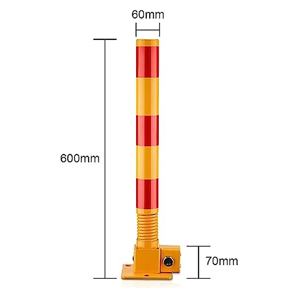 RONGQI Car Parking Space Lock Bollard Lockable Folding Security Post with Flexible Spring Collision Avoidance Bollard Parking Post with Keys (Color : Yellow-red, Size : 600x60mm)