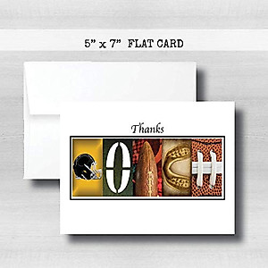 Personalized Football Coach Thank You Card, 5"x 7" Flat Card, Greeting Cards