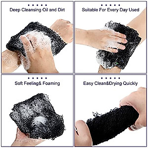 2 Pieces African Bathing Sponge African Exfoliating Net Long Net Bath Sponge Shower Body Scrubber Back Scrubber Skin Smoother for Daily Use or Stocking Stuffer (Blue, Black)