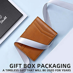 Zitahli Slim Wallet for Men Gifts 12 Card Slots ID Window With Money Clip Minimalist RFID Front Pocket Bifold Leather Small Thin Gift Box Dad Birthday Christmas Regalos Hombres