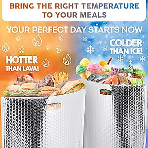 APQ Insulated Foil Bag with Handles, 12 x 10 x 9 Inches. 5 Pack Thermal Bags for Frozen Food. Metallized Foil Insulated Box Liners with Bubble Cushion. Insulated Shipping Bags for Food, Cosmetics