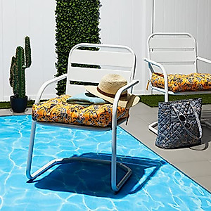 Vera Bradley by Classic Accessories Water-Resistant Patio Chair Cushions, 19 x 19 x 5 Inch, 2 Pack, Rain Forest Toile Gold, Chair Seat Cushions