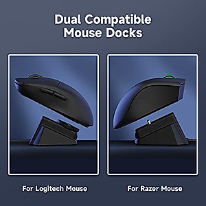 MOSHOU Mouse Wireless Charger Station Compatible with Logitech G Pro X Superlight G903h G703h G502 Lightspeed Razer DeathAdder V2 Naga Viper Basilisk Ultimate Gaming Mice Mouse Dock Station