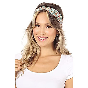 SWEETKIE Twist Front Headbands - Cute Head Wraps Perfect for Yoga, Workouts, Daywear, Happy Hour - Fashion Accessory for Women, Girls, Teens - 4 Floral Patterns