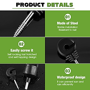 300 Pcs Black Electric Fence Insulator with 1 Pcs Insulator Socket Tool Screw in Insulator Fence Ring Post Wood Post Insulator Electric Fence Insulator Ring with Insulator Socket Tool for Animal Fence