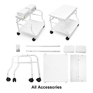 Beauty Salon Nail Or Foot Bath Spa Portable Esthetician Trolley Cart for Foot Rest Pedicure Manicure Funiture Massage Table Salon Supplies 2 Way Use 2 Color Option Elitzia (White 2pcs)