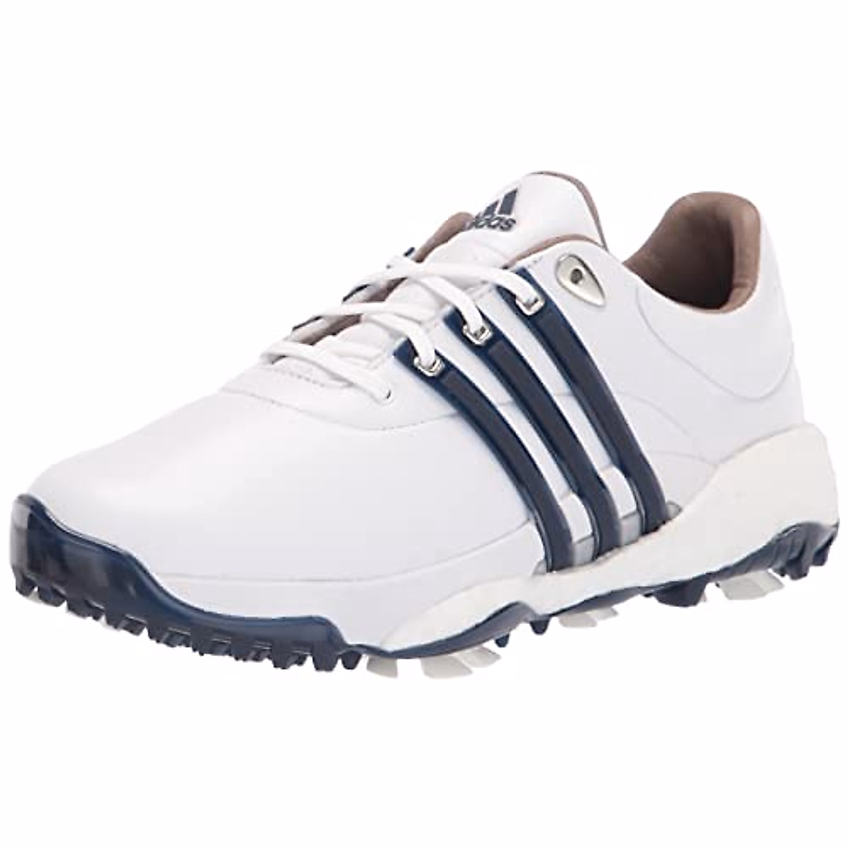 adidas Men's TOUR360 22 Golf Shoes, Footwear White/Silver Metallic/Team Navy Blue, 10