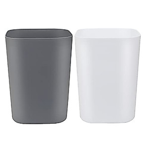 Bathroom Trash Can,Gereen 2 Gallon Small Trash Can,Square Trash Bin Wastebasket for Bathroom Bedroom Kitchen Countertop Under Sink (Pack of 2, White+Gray)