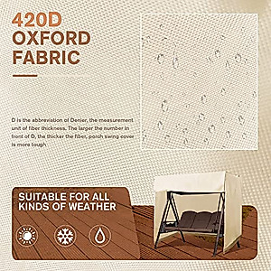 boyspringg Outdoor Swing Cover, Swing Cover 3 Seater Waterproof, 87x49x 67 Inch ,Porch Swing Cover for Outdoor Furniture,Durable Waterproof UV Resistant Weather Protector (Beige&Coffee)