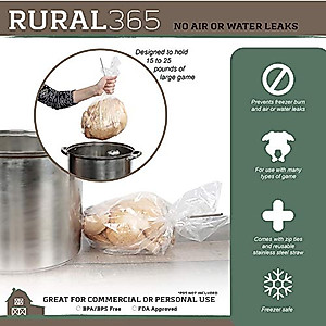 Rural365 Poultry Shrink Bags 25ct Large Turkey Bag - Heat Dip Shrinking Wrap Storage Bags, 16 x 28 Inch with Steel Straw