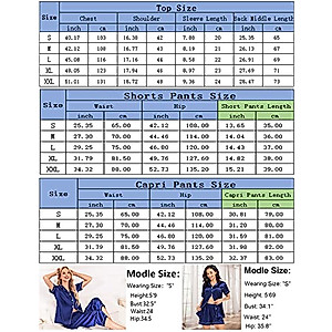 SWOMOG Womens 3 Piece Silk Satin Pajamas Short Sleeve Pjs Sets Shorts and Capri Bottom Pajama Pants Loose Outfit Sleepwear Pink