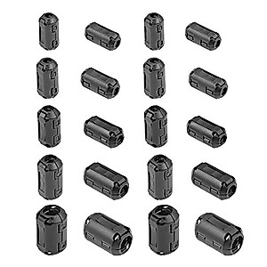 uxcell Ferrite Cores Ring 3.5mm 5mm 7mm 9mm 13mm Clip-On RFI EMI Noise Suppression Filter Cable Clip, Black 20pcs