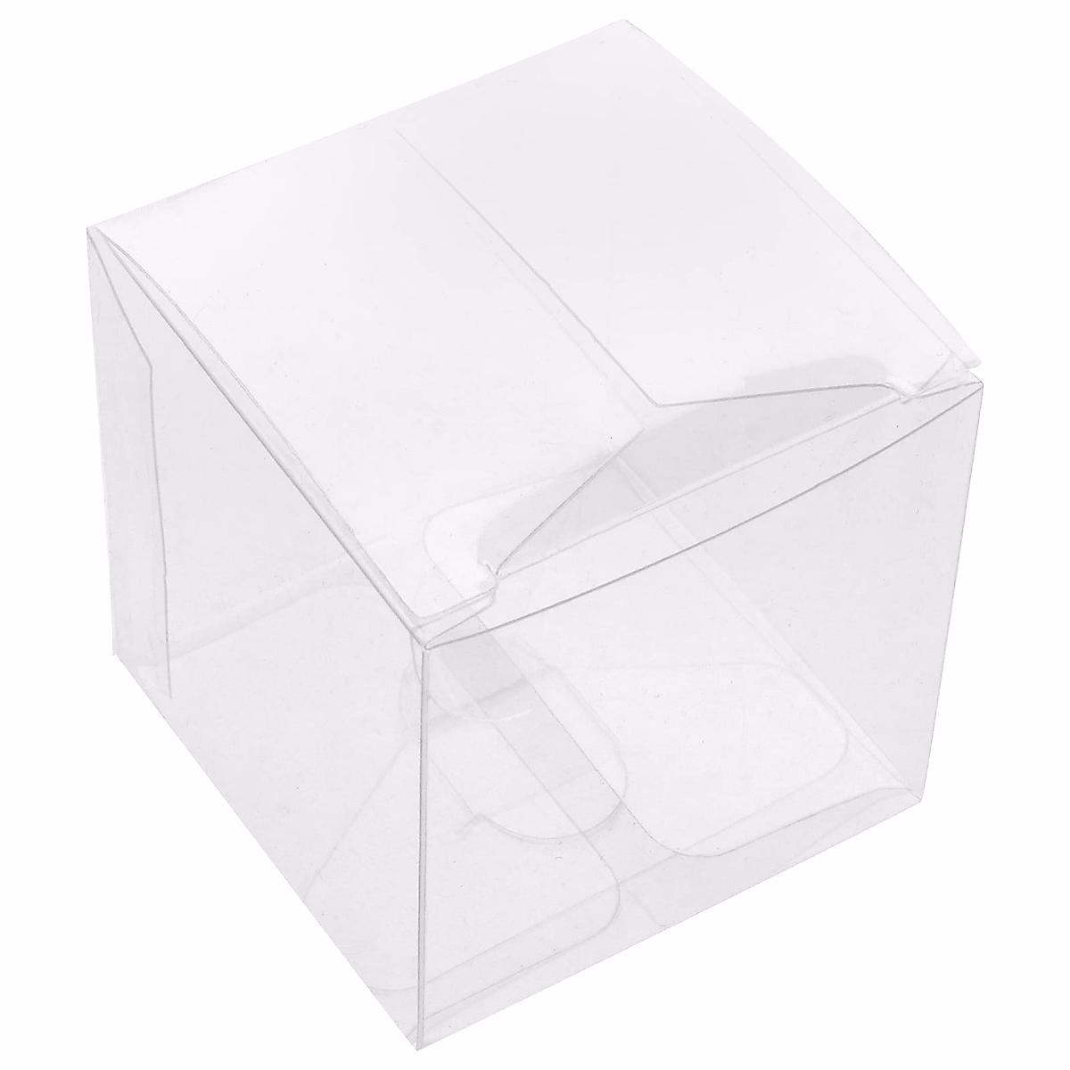 SEUNMUK 50 PCS 5 x 5 x 5 Inches Clear Plastic Gift Boxes, Clear Boxes For Favors, Transparent Gift Box for Wedding, Party and Baby Shower Favors, Thanksgiving and Christmas