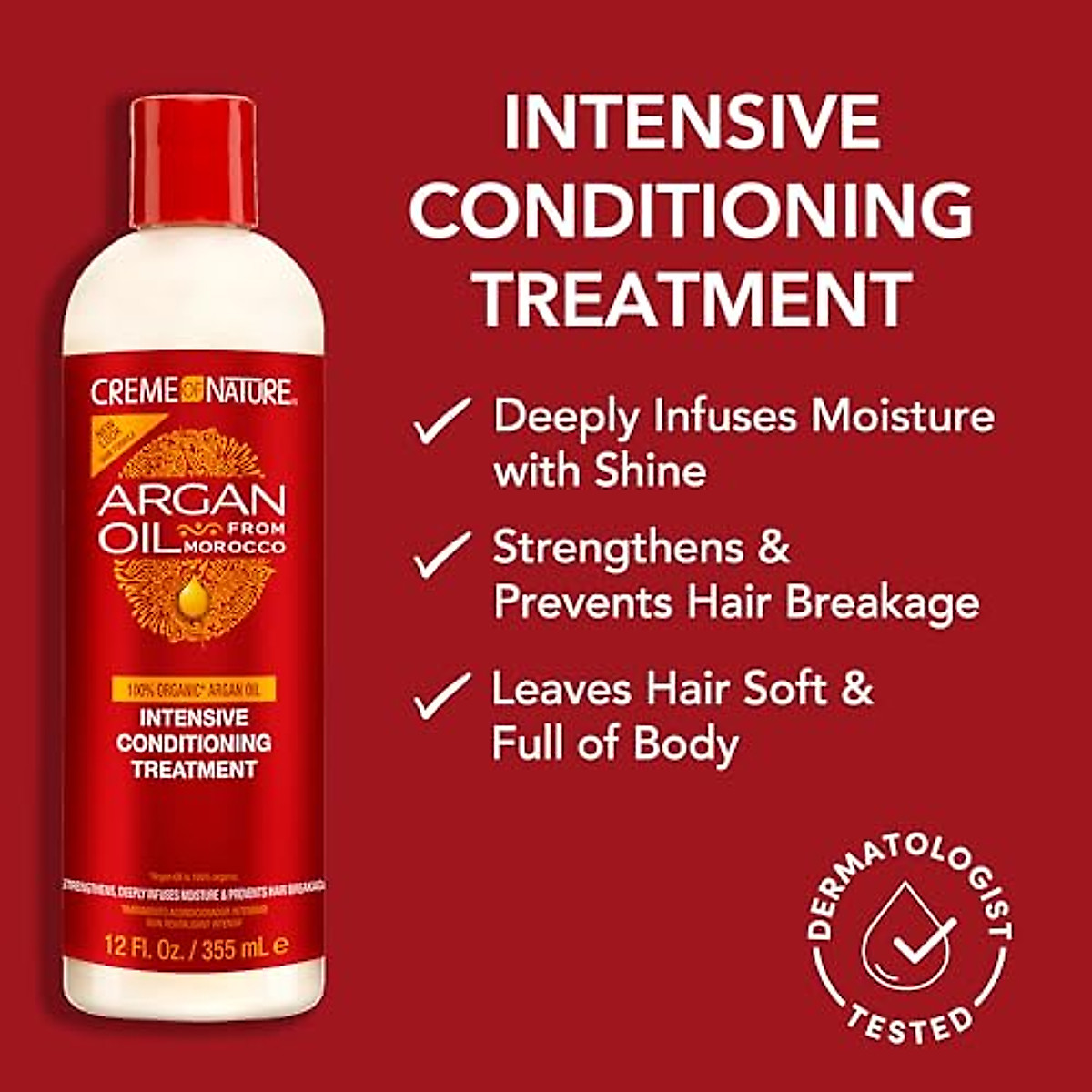 Creme of Nature, Argan Oil for Hair, Intensive Conditioning Treatment, Argan Oil of Morocco, Moisturizing Hair Care, 12 Fl Oz