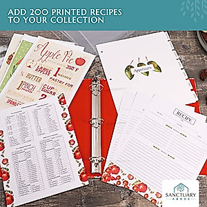 Recipe Binder – Write 100 Favorite Recipes on 50 Double Sided Blank Recipe Cards (8.5x11 in) w/ 50 Protective Sleeves & Add 200 Printed Recipes – Incl. Conversion Chart & 7 Menu Dividers