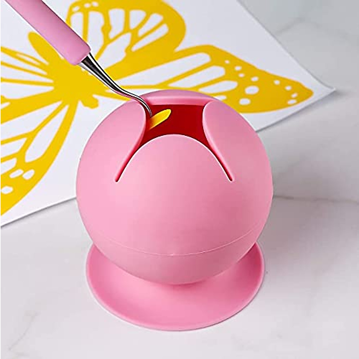 WANGPIPI Vinyl Waste Collector, Suction Silicone Waste Storage Box, Manual Waste Weeding Tool - Confetti Storage Box (Pink)