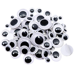 TOAOB 800pcs Black Plastic Googly Wiggle Eyes Self-Adhesive Round 6mm to 15mm Mixed Assorted Sizes Sticker Eyes for DIY Crafts Scrapbooking Decoration