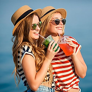 Eupako 8 oz Plastic Cups with Lids 100 Sets, Disposable Clear Cups with Lids, Cold Drink Containers for Beverage, Parfait, Smoothie