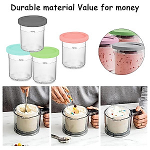 Containers Replacement for Ninja Creami 4 Pack Ice Cream Containers Sealed Creami Containers with Lid Pints Containers Compatible with NC301 NC300 NC299AMZ