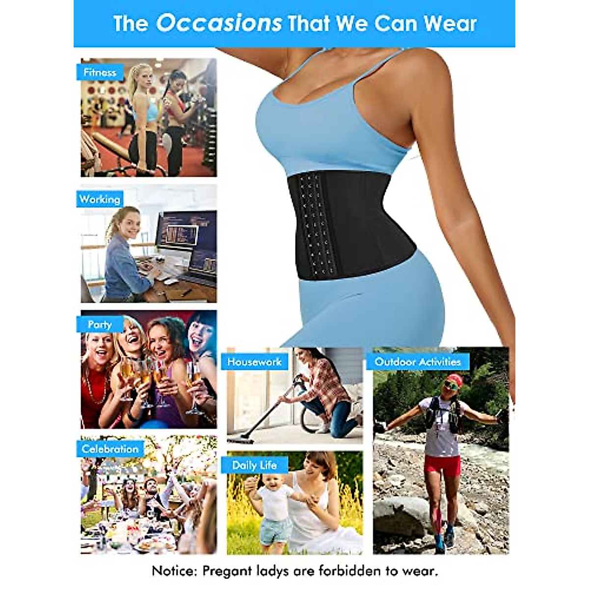 LUXURY-VITA Short Torso Waist Trainer for Women Under Clothes, Waist Cincher Corset Neoprene Sweat Waist Trimmer