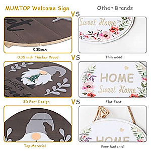 WONDER GARDEN Interchangeable Welcome Home Sign - Seasonal Front Porch Door Decor With 10 Changeable Seasonal Icons for Easter/Halloween/Christmas/Independence Day, Gnome Yard Porch Sign Best House Warming Gifts