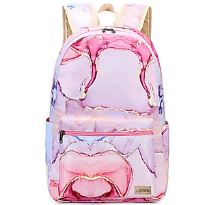 LOIDOU Backpack for Teen Girls Bookbags School Backpack with Lunch Box and Pencil Case 3 in 1 School Bags Set (Pink)