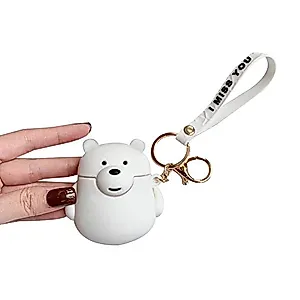 AiKeDuo for Airpods 2 Case Panda Cute Funny Cartoon Animals We Bare Bears Character Airpod1Cover Cool Keychain Design Skin Fashion for Girls Boys Airpods Case (White Bear)