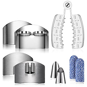 9 Pieces Finger Guard for Cutting and Grating Stainless Steel Knife Cutting Protector Finger Cots Thumb Guard Protector for Vegetable Grater Mandoline Slicer for Easy Food Chopping Grating and Slicing