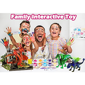 Yileqi Paint Your Own Dragons Painting Kit, Dragon Toys Arts and Crafts for Kids Age 4 5 6 7 8 9 Years Old, Dragon Party Favor Art Supplies DIY Activities Kit for Kids Birthday Gift