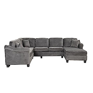 Oversized Modular Sofa Reversible Sectional Couch U Shaped Sofá with Movable Ottoman and Right Side Chaise Lounge,Velvet Upholstery 8 Seat Couches for Living Room Apartment Office Spacious Space