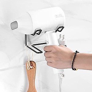 Hair Dryer Holder,Storage Shelf,Wall-mounted Stainless Steel Hair Dryer Straightener Rack Compatible with Most Hair Dryers