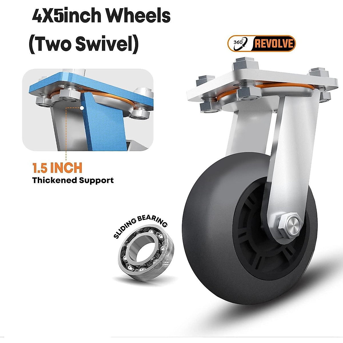 Steel Platform Truck Heavy Duty Flatbed Cart, 2200Lbs Push Cart Dolly, 36 x 24in Moving Flat Cart with 5'' Swivel Wheels