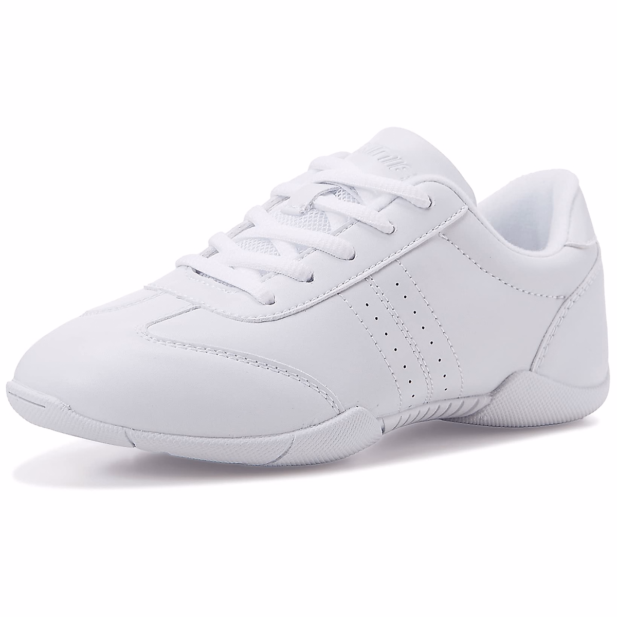 BAXINIER Women White Cheerleading Dancing Shoes Athletic Training Tennis Walking Breathable Competition Cheer Sneakers - White 7 Women