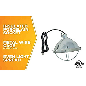 Woods 0165 Brooder Lamp with Bulb Guard;10.5 Inch Reflector and 6 Foot Cord (250 Watt; 18/2 SJTW); 0