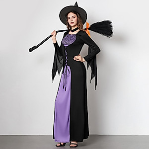 Halloween Witch Broom with Ribbons for Kids Flying Wicked Prop Witches Broomstick Cosplay Party Dress Up Costume (Black B, 130cm*25cm)