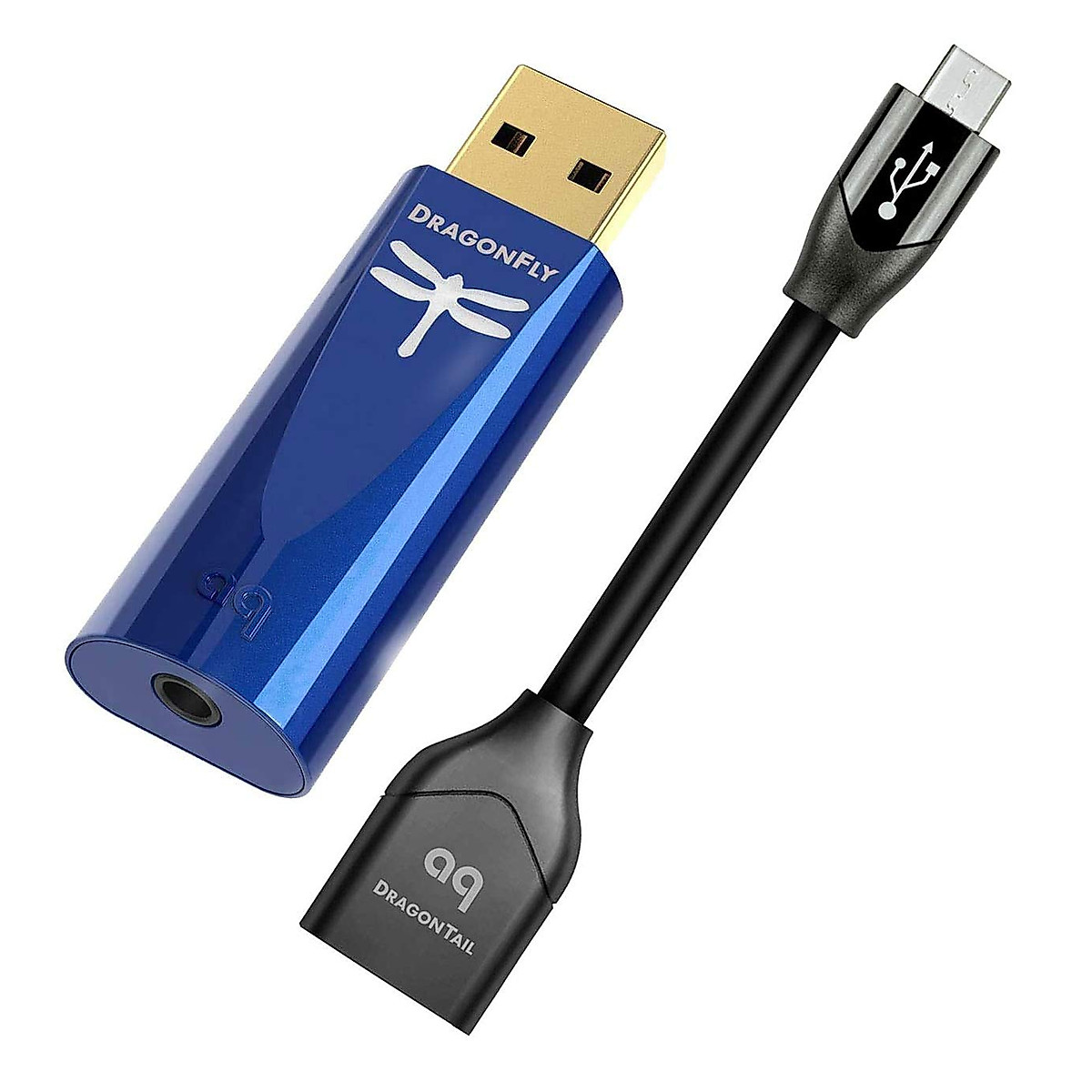 AudioQuest Dragonfly Cobalt USB Stick DAC Bundle with DragonTail USB-A Female to Micro USB Male